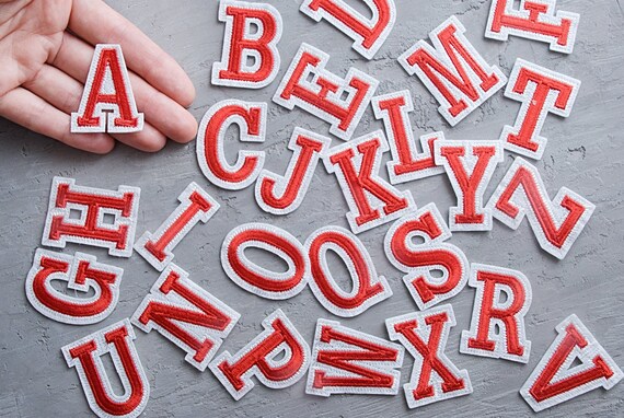 Red Letters Patch 45mm Alphabet Embroidered Applique Red and | Etsy