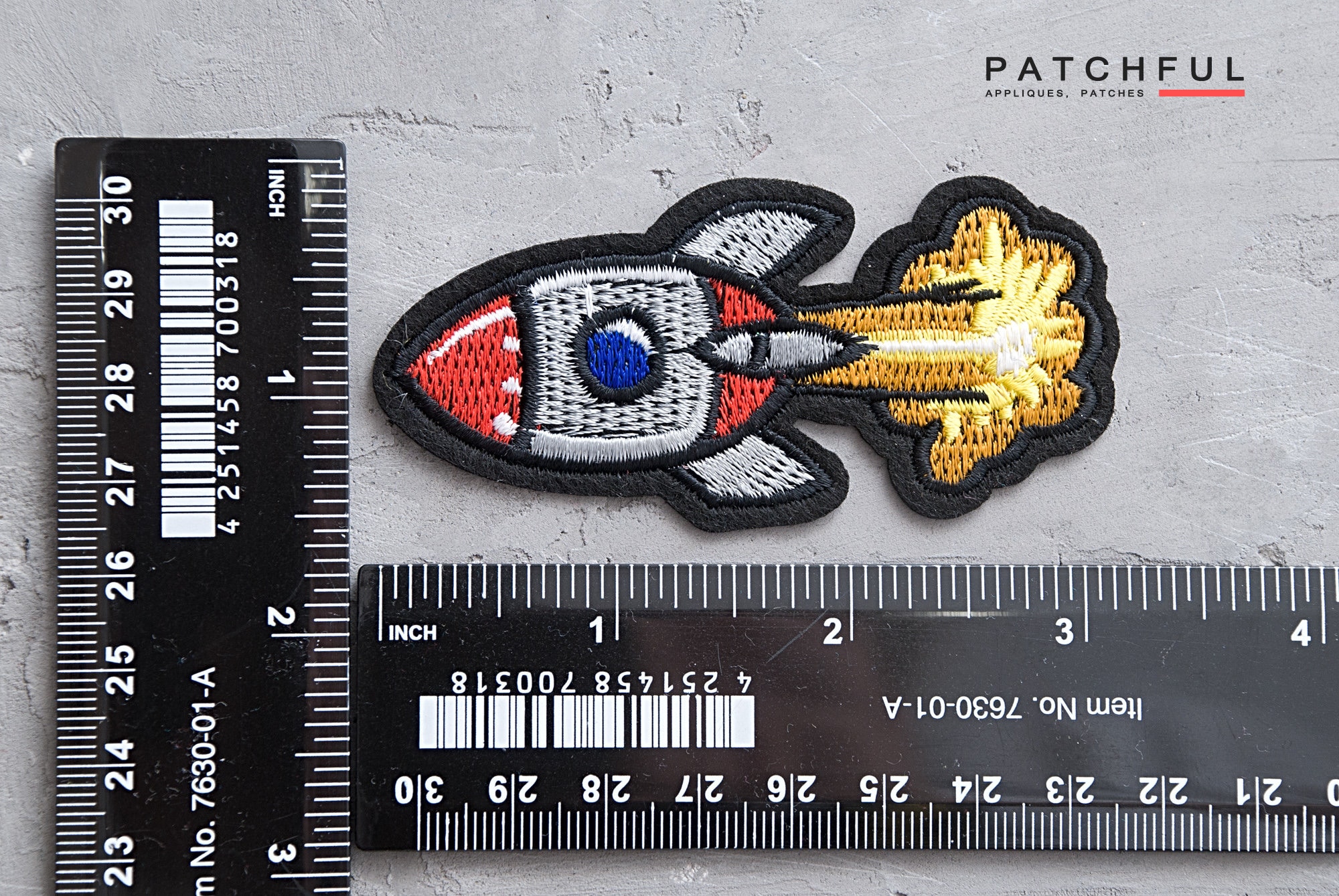 Rocketship patch 80mm Space rocket iron on applique. | Etsy