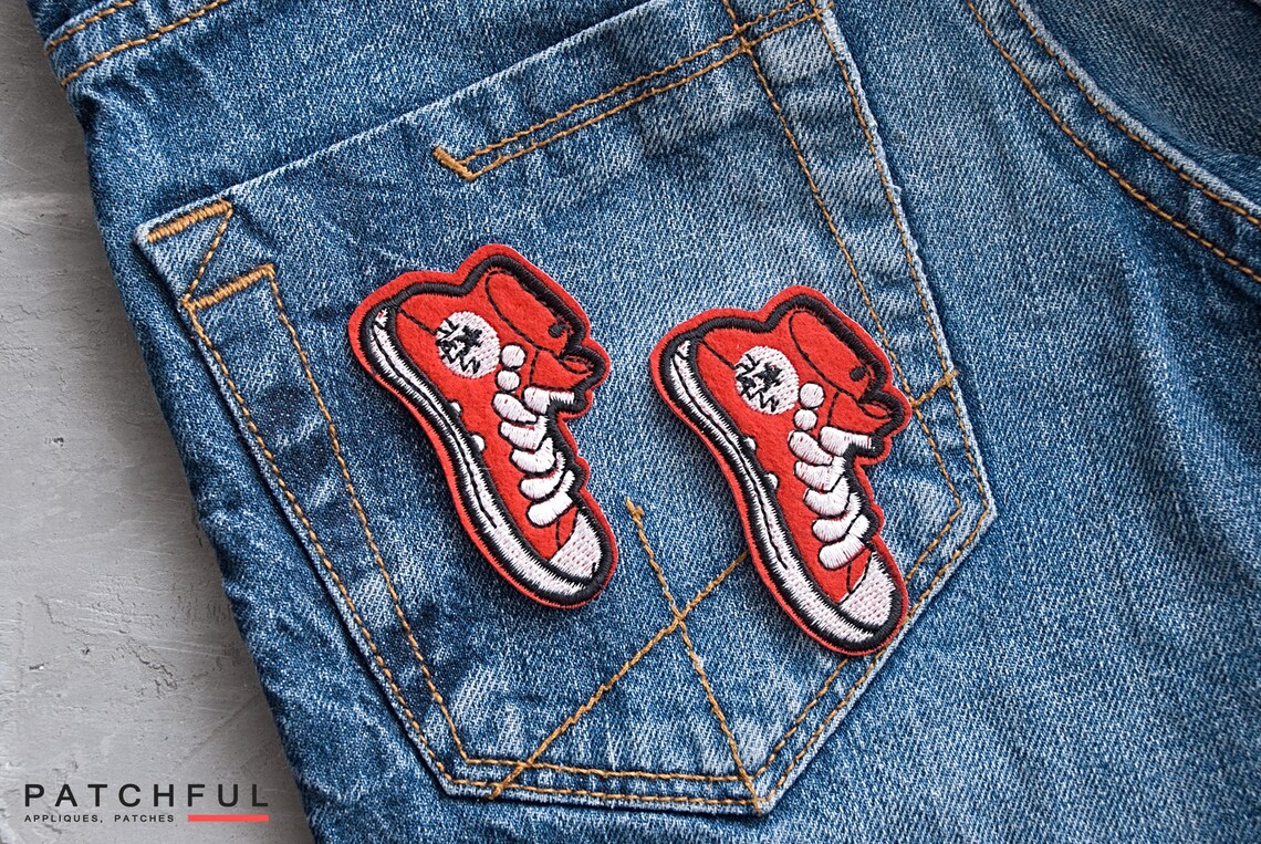 Sneaker patch 65mm Shoes patch Pink embroidered patch Iron | Etsy