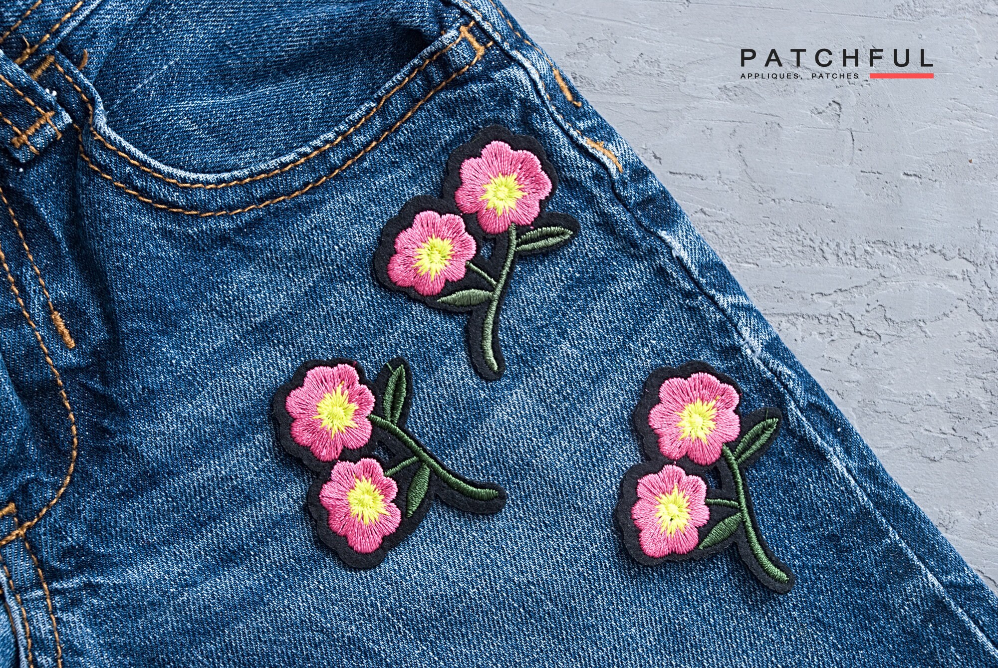 Small Pink Flower Patch 56mm Flower Iron-on Embroidered Patch - Etsy