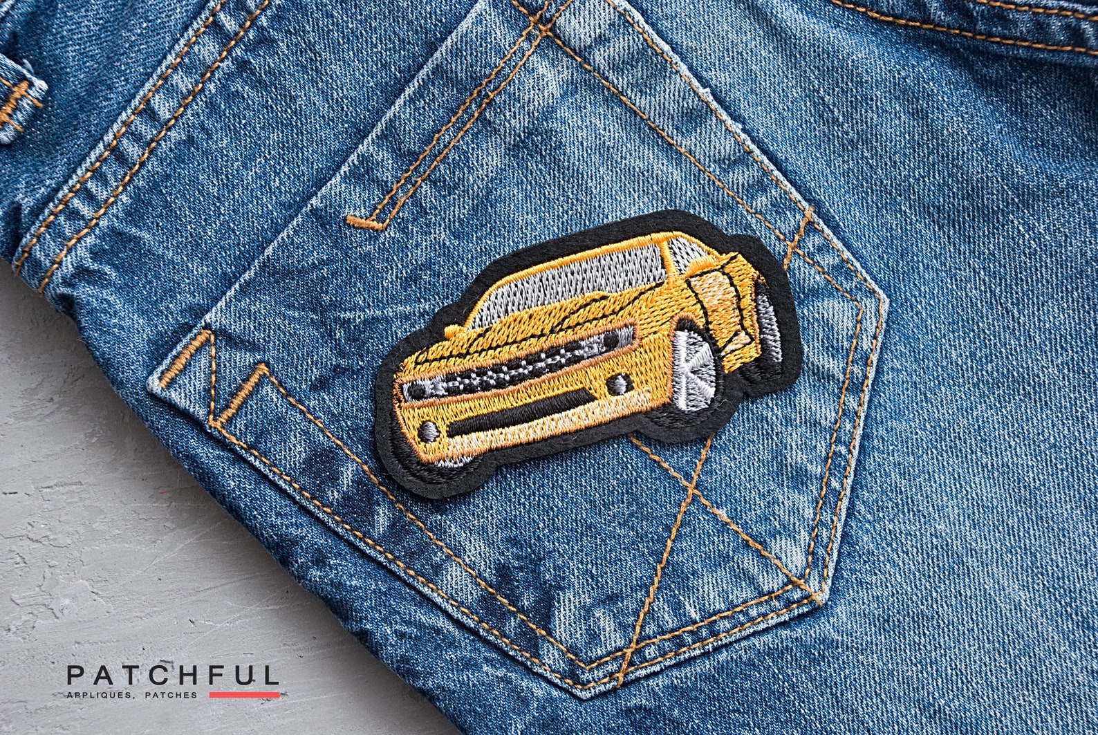 Yellow Car Patch 90mm Iron-on Embroidered Applique Car - Etsy