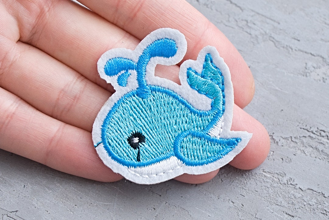 Blue Whale Patch 45mm, Iron on Applique, Embroidered Patch, Fish Patch ...