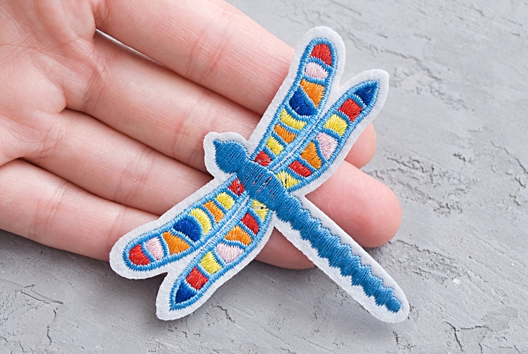 Dragonfly Patch 75mm, Insect Embroidered Iron on Applique, Patch for ...