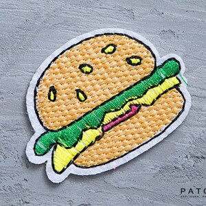 Burger Applique Patch 54mm, Hamburger, Cheeseburger Applique, Bun Patch ...