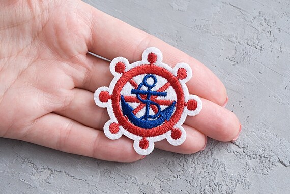 Nautical patch 51mm Blue Anchor applique Ship captain | Etsy