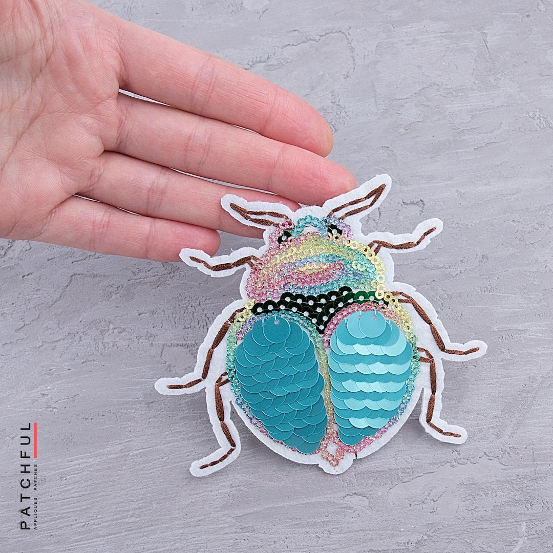 Sequin Beetle Embroidered Patch. Large Insect Iron-on or Sew-on ...
