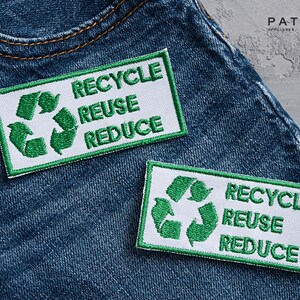 Recycle Reduce Reuse Embroidered Patch 80mm, Green Eco Friendly ...