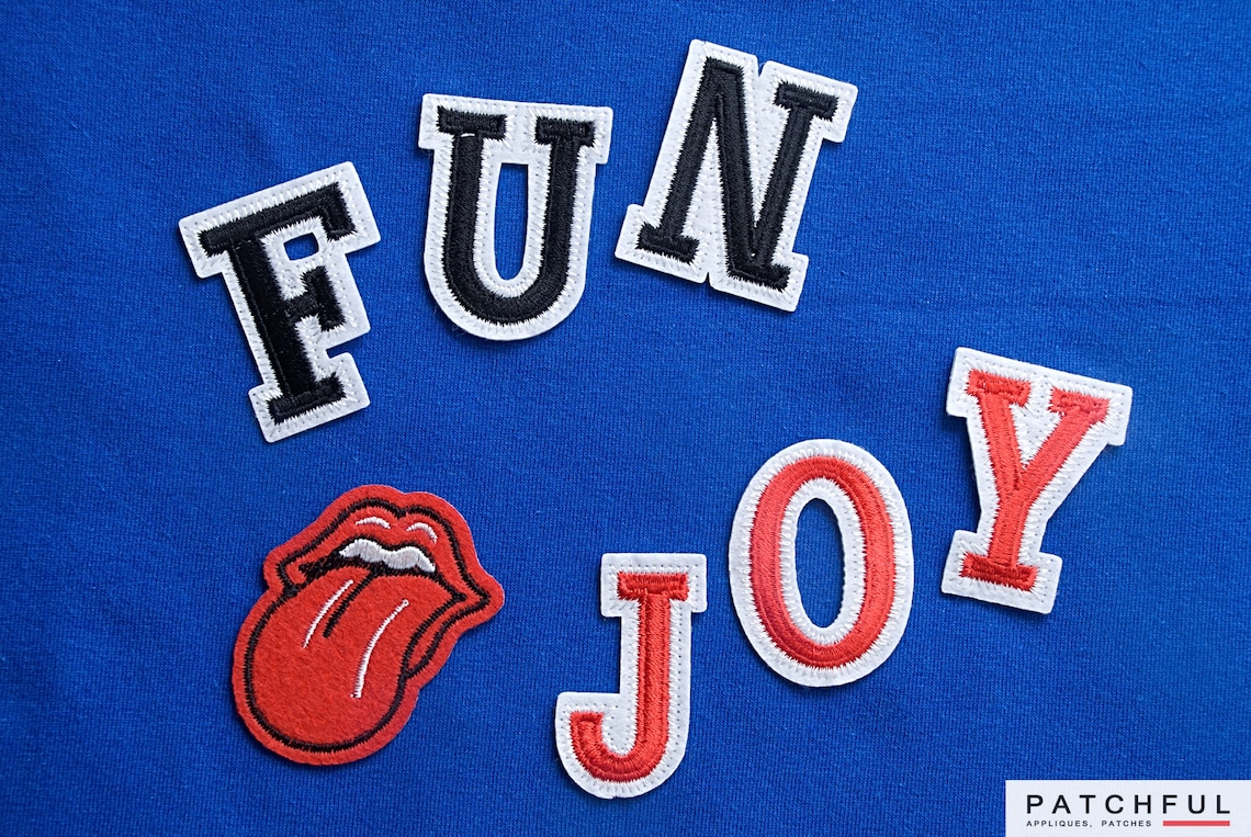 Red Letters Patch 45mm Alphabet Embroidered Applique Red and | Etsy