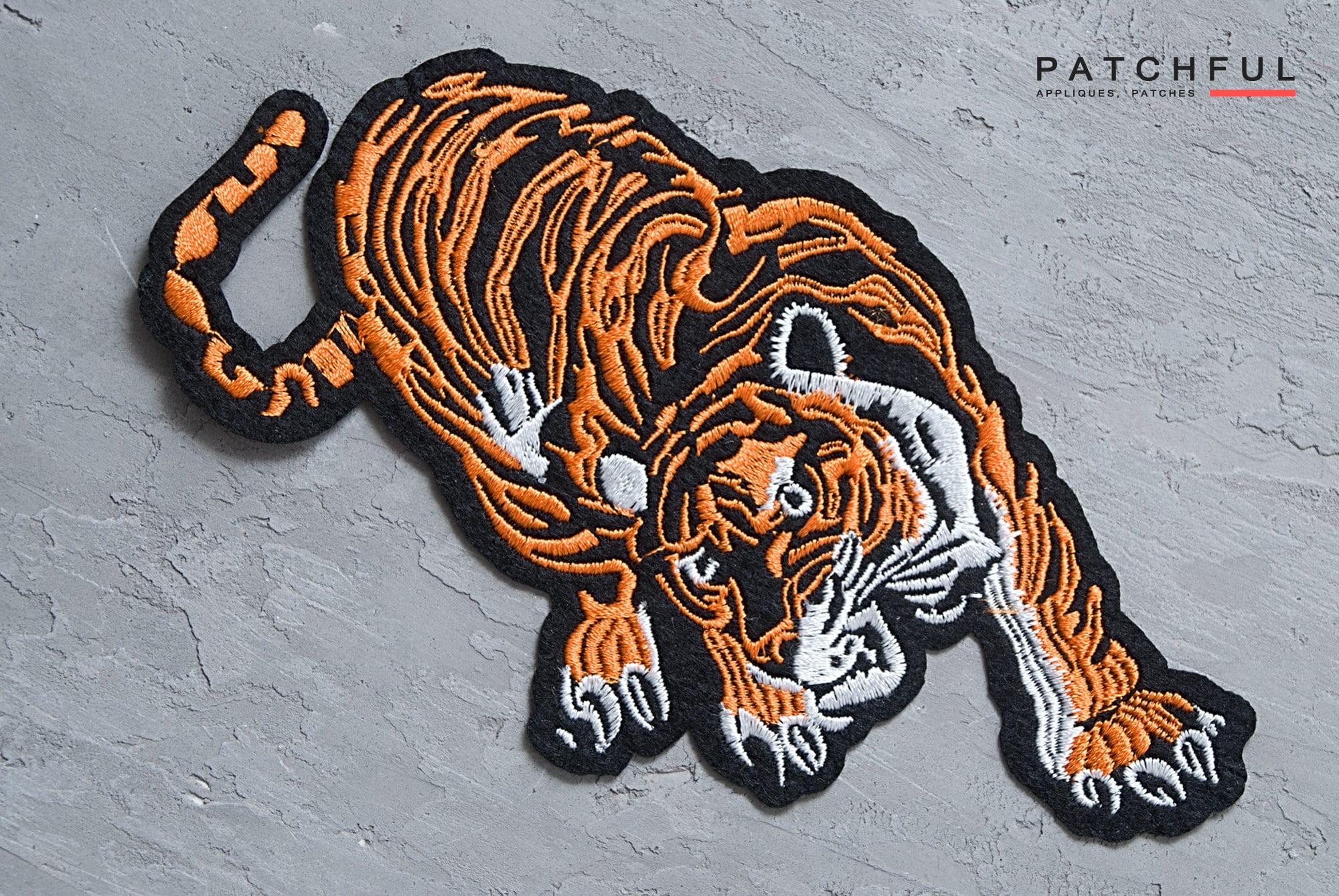 Tiger patch 6 1/2 Large animal patch. Iron on patch. | Etsy