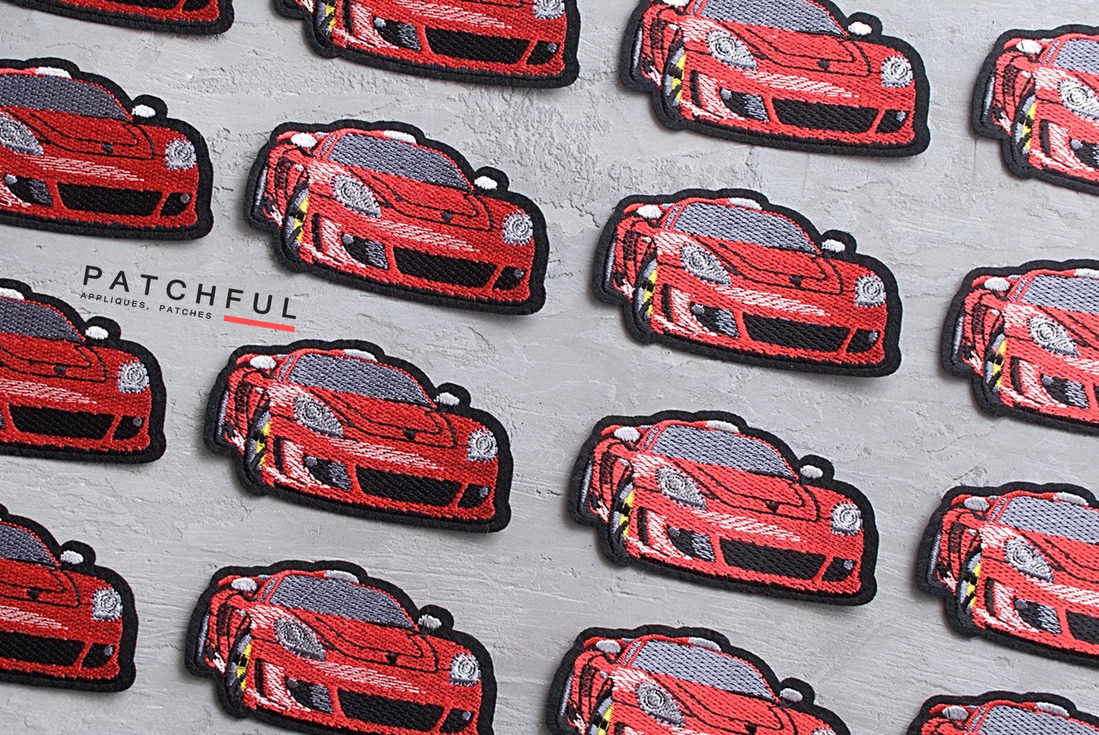 Red Car Patch 90mm, Race Car Iron-on Embroidered Applique, Car ...