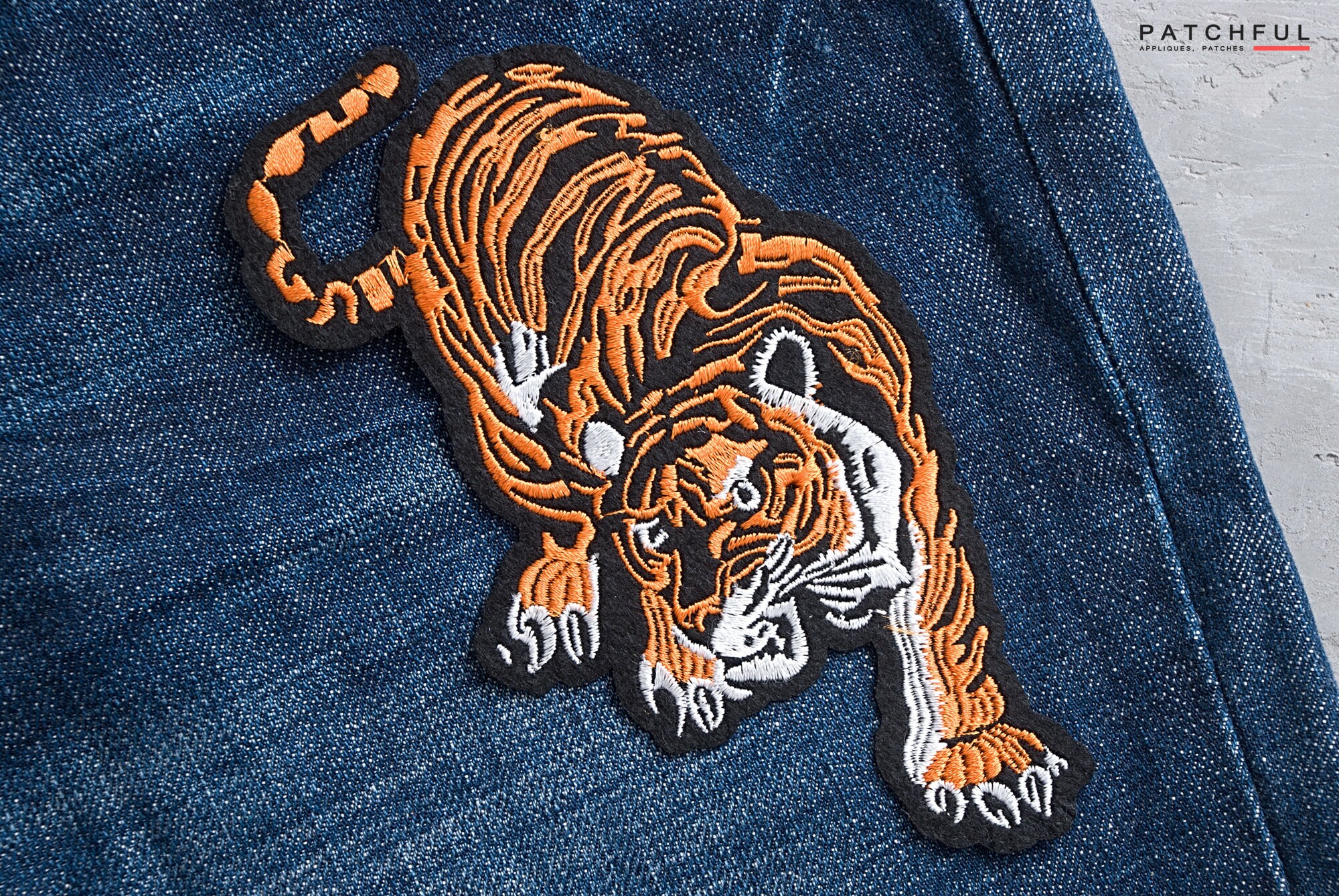 Tiger patch 6 1/2 Large animal patch. Iron on patch. | Etsy