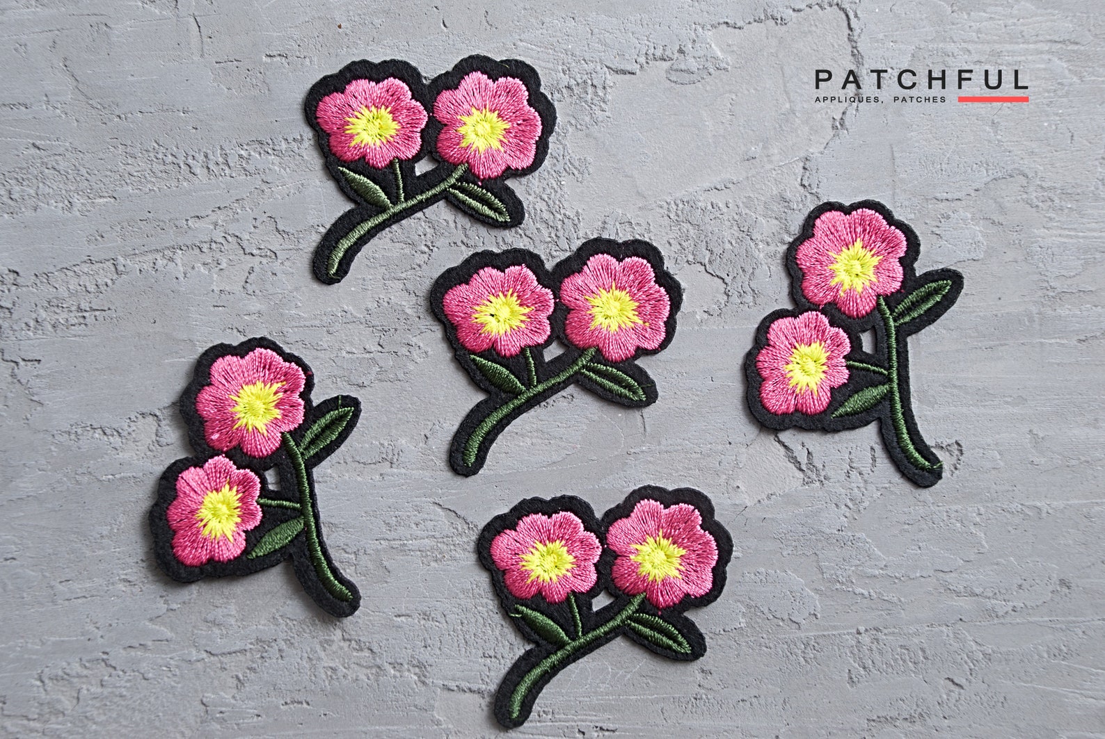 Small Pink Flower Patch 56mm Flower Iron-on Embroidered Patch - Etsy
