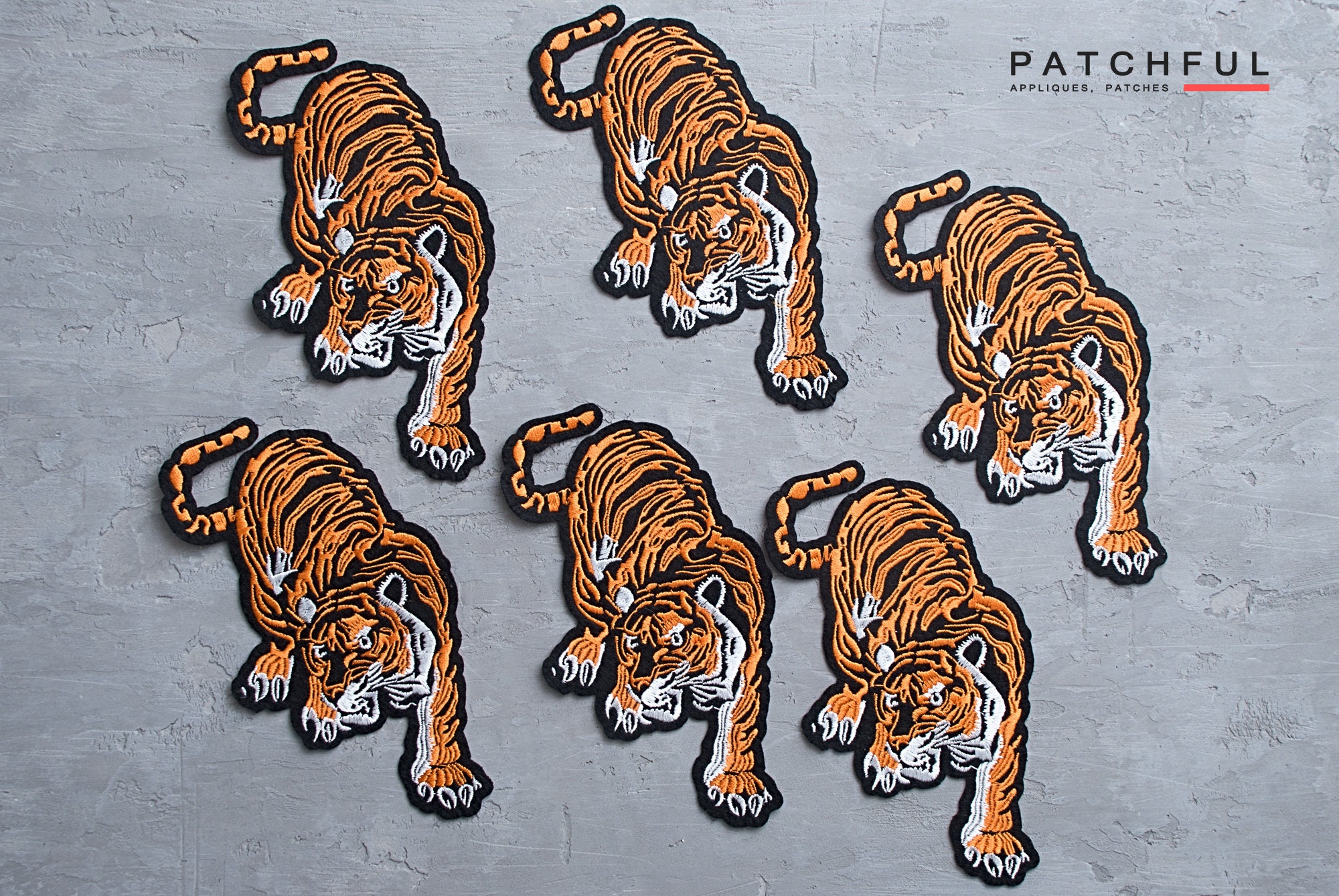 Tiger patch 6 1/2 Large animal patch. Iron on patch. | Etsy