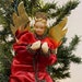 Antique Vintage German Wax Angel Holding Banner Figure, Ornament Satin ...