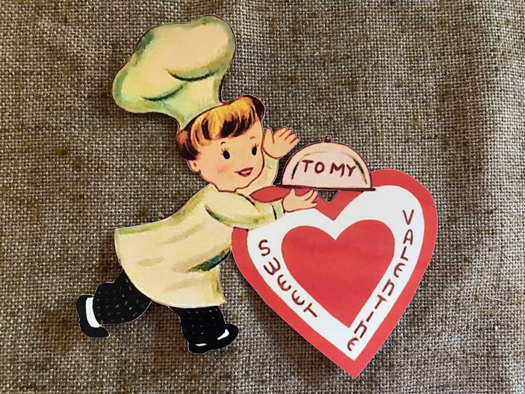 Sizes up to 11" Vintage 1940s Style Girl Chef Baker,heart Valentine's ...