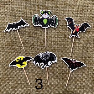 Assorted Vintage Style BATS Halloween Cupcake Cake Toppers,appetizer ...