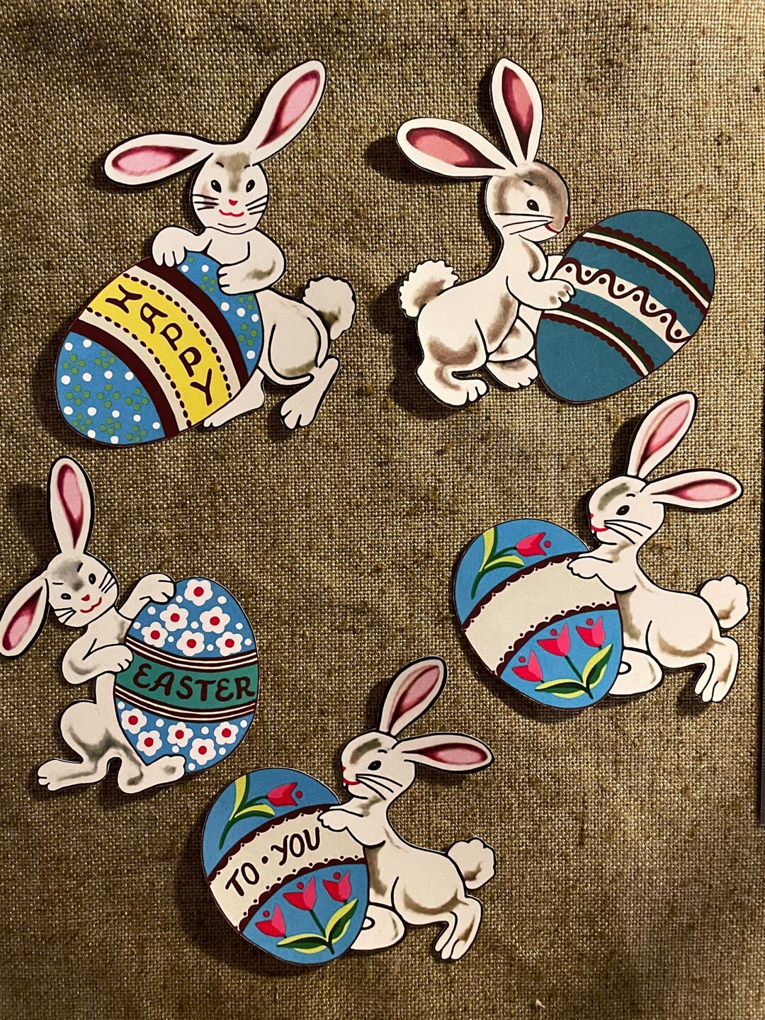 Sizes up to 14" Vintage Style Choice of 5 Easter Rabbit With Eggs Hand ...