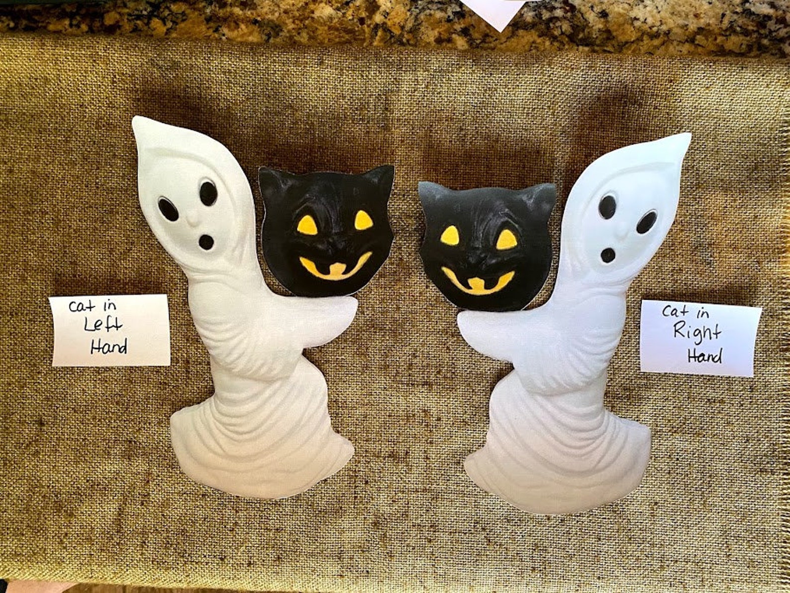 Sizes up to 15" Vintage Style Ghost Holds Black Cat Halloween Hand Cut ...