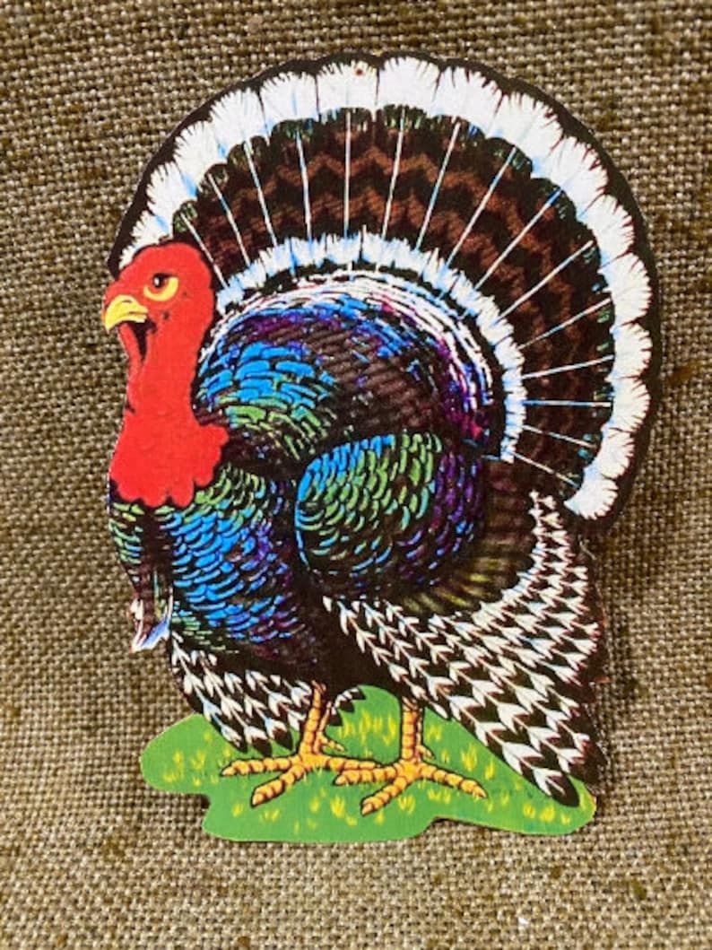 Sizes up to 16" Vintage Style Repro Blue/green Thanksgiving Turkey on ...