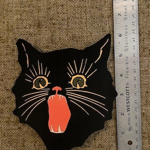 Sizes up to 12" Vintage Style Cat Face With Yellow and Green Eyes and ...