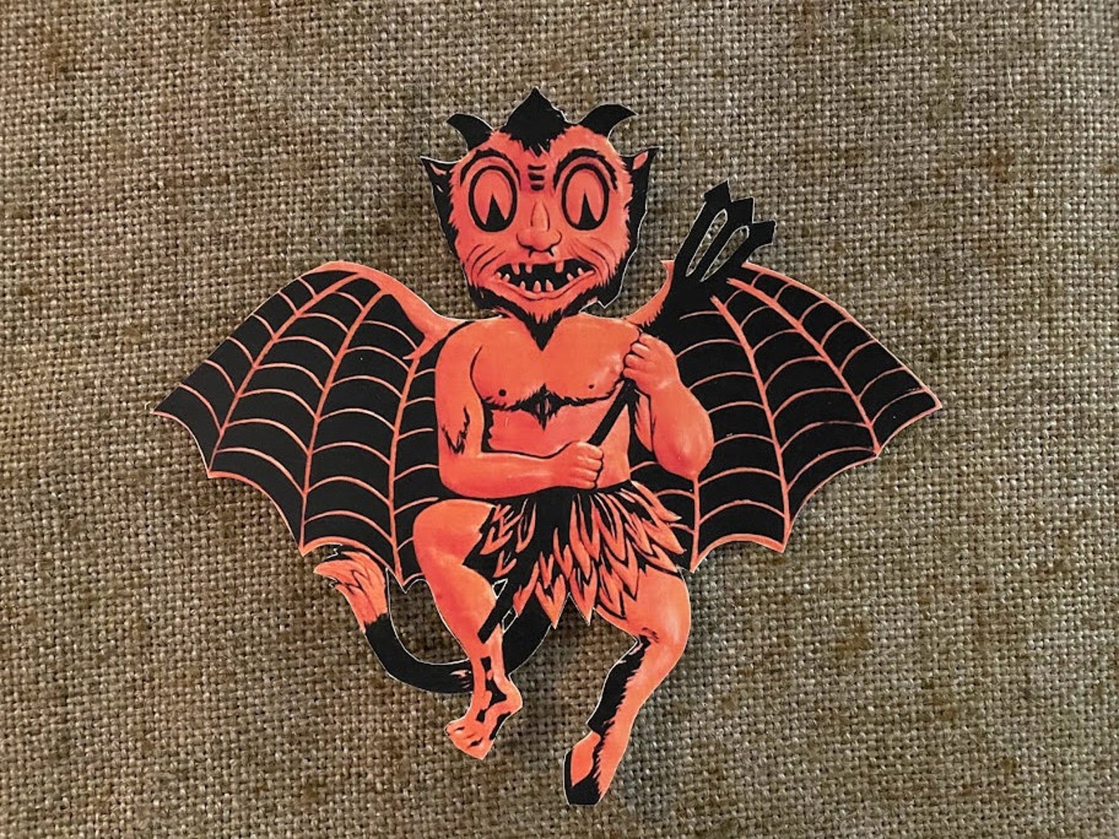 Sizes up to 14" Vintage Style Art Deco Flying Devil With Bat Wings ...