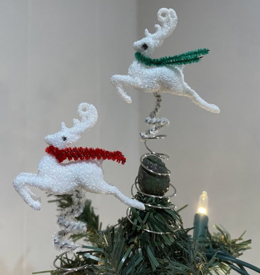 Vintage Mid Century Flocked Plastic Reindeer With Choice of Red or ...