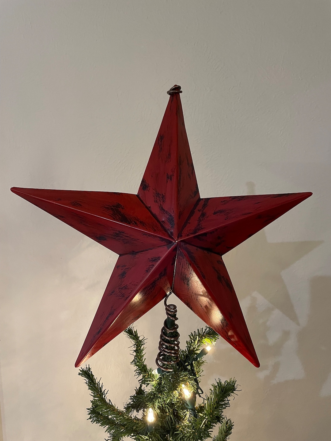 New XL 14" Vintage Style Americana Red With Bronze Glazed Accents ...