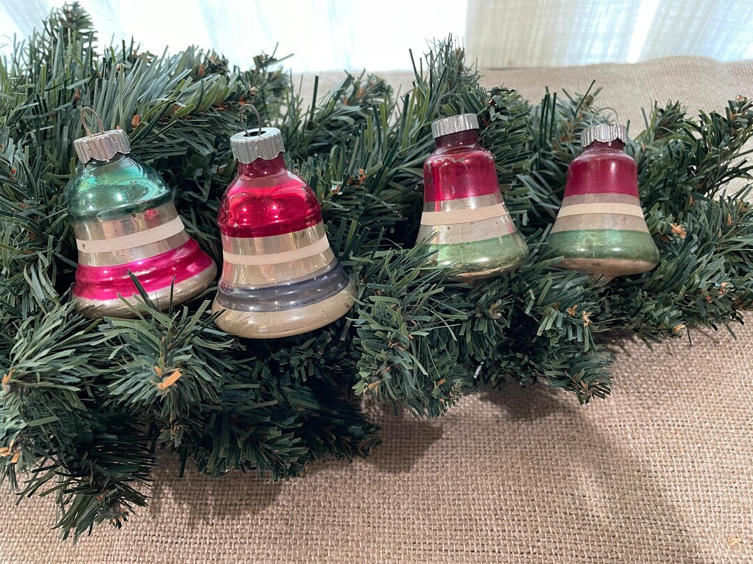 Choice of 4 Vintage 2" or 2 1/4" Shiny Brite Bell,hand Painted Green ...