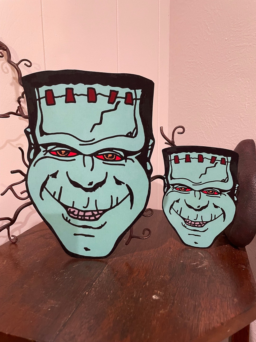 Sizes up to 14" Vintage Style Frankenstein Monster, Blue Face, Red Eyes ...