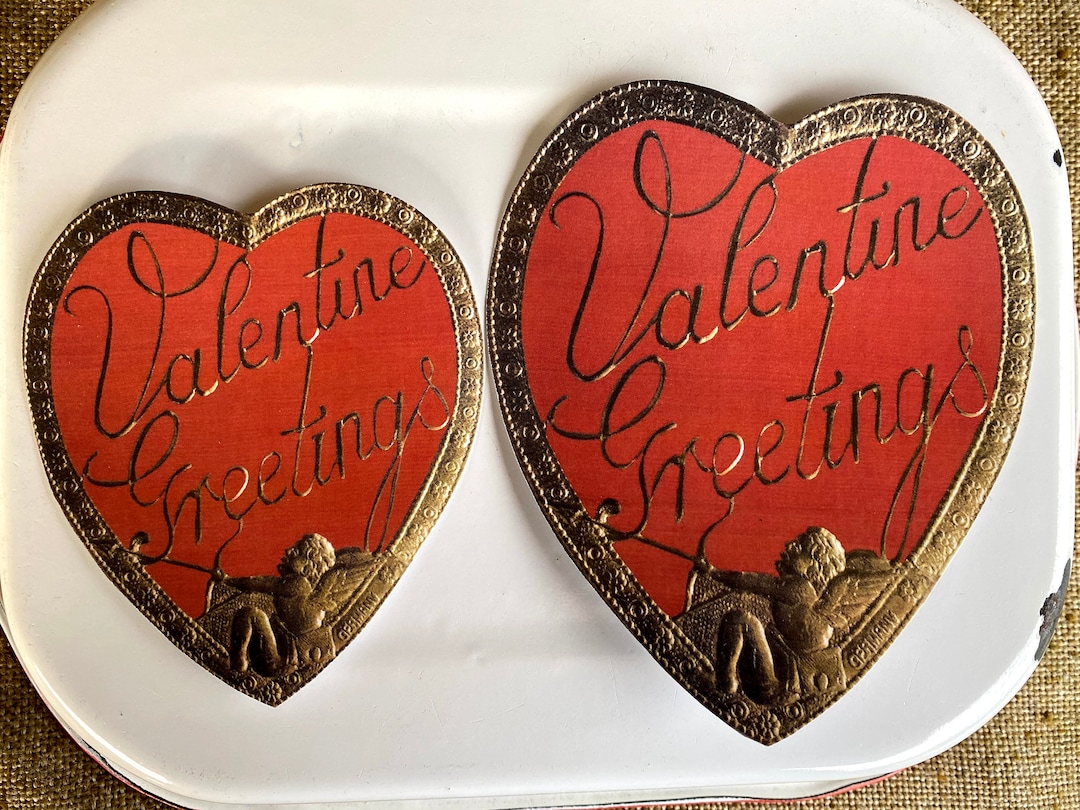 NOW Sizes up to 12" Vintage Style Repro Valentine Greetings Heart With ...