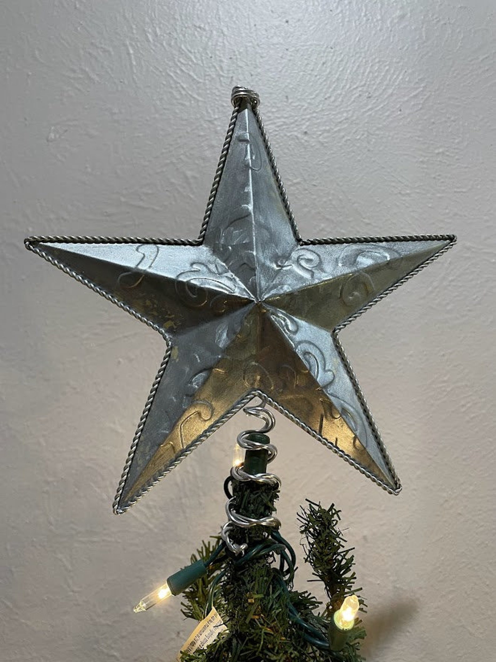 Choice of 3 Colors Vintage Style Galvanized Rustic Embossed Metal Star ...