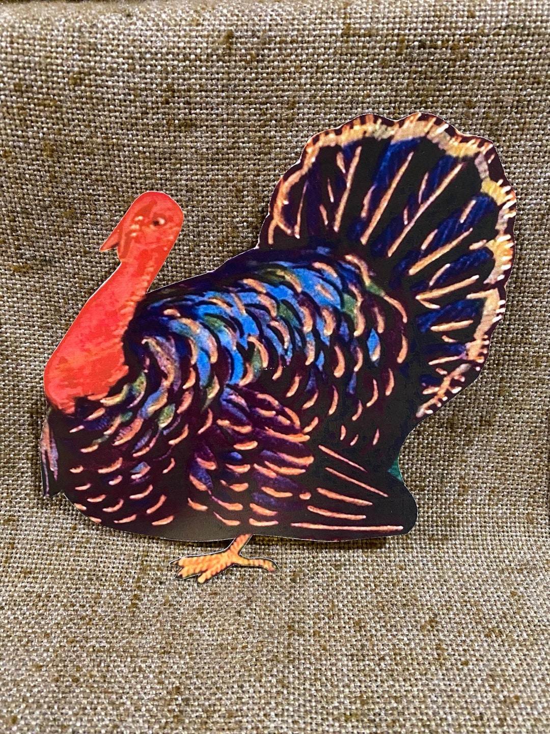 Sizes up to 11" Vintage Style Repro Blue and Brown Thanksgiving Turkey ...