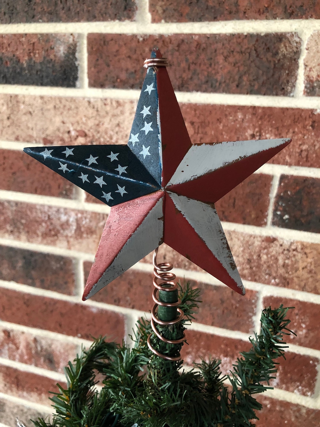 NEW 8" Design Pick Size Vintage Style Rustic Metal Americana Star Tree ...