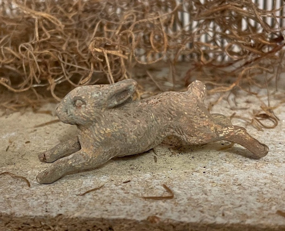 Choice 2 Antique Vintage French Composition Jackrabbit Rabbit Wooden Stick Legs Easter ...