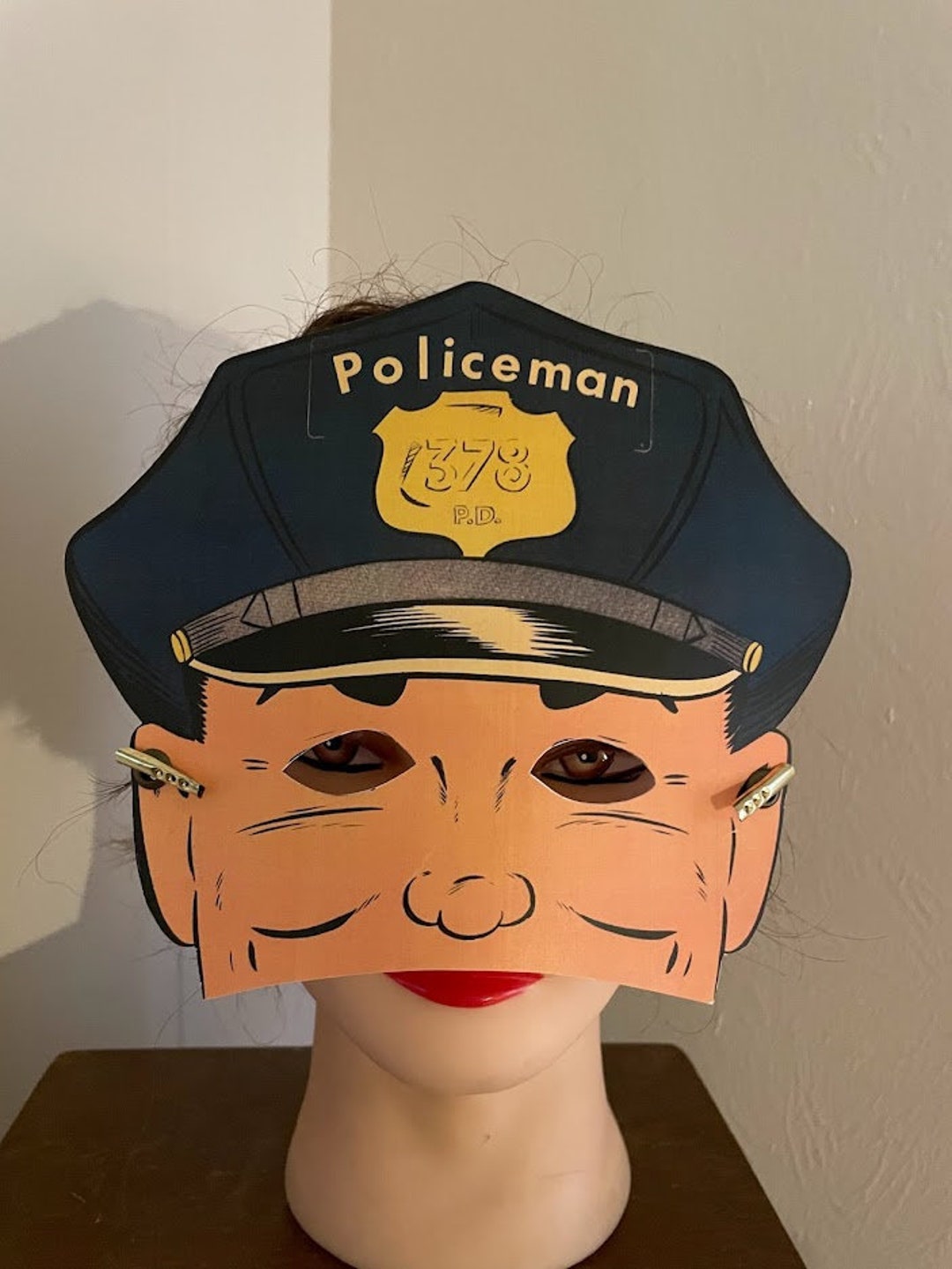 Vintage Style First Responder POLICEMAN Halloween Cardstock MASK ...