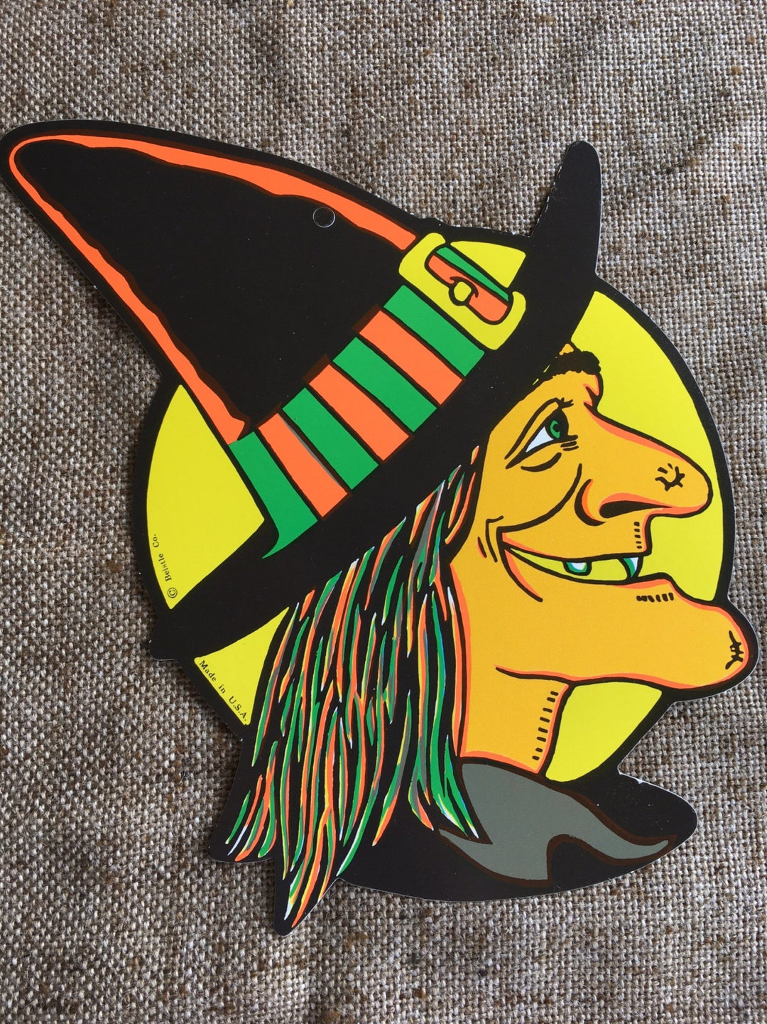 NOS Vintage Style Beistle 2 Sided Cutout Witch Face in Front of Moon ...