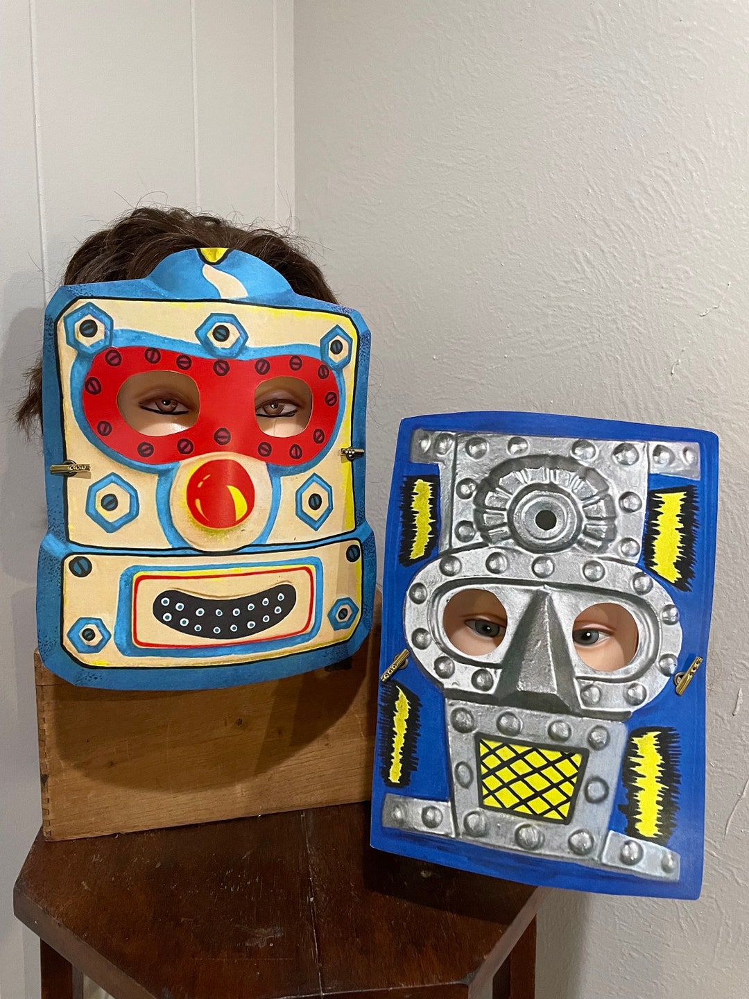 ADULT & KIDS Pick Vintage Style Robot Space Alien Halloween MASK ...