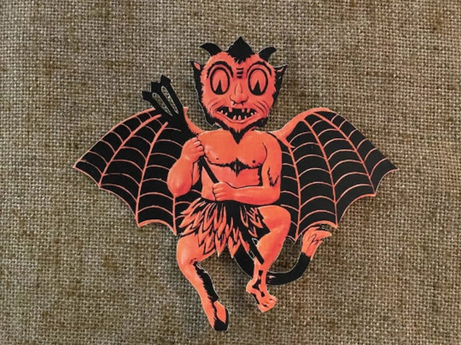 Sizes up to 14" Vintage Style Art Deco Flying Devil With Bat Wings ...