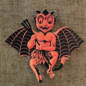 Sizes up to 14" Vintage Style Art Deco Flying Devil With Bat Wings ...