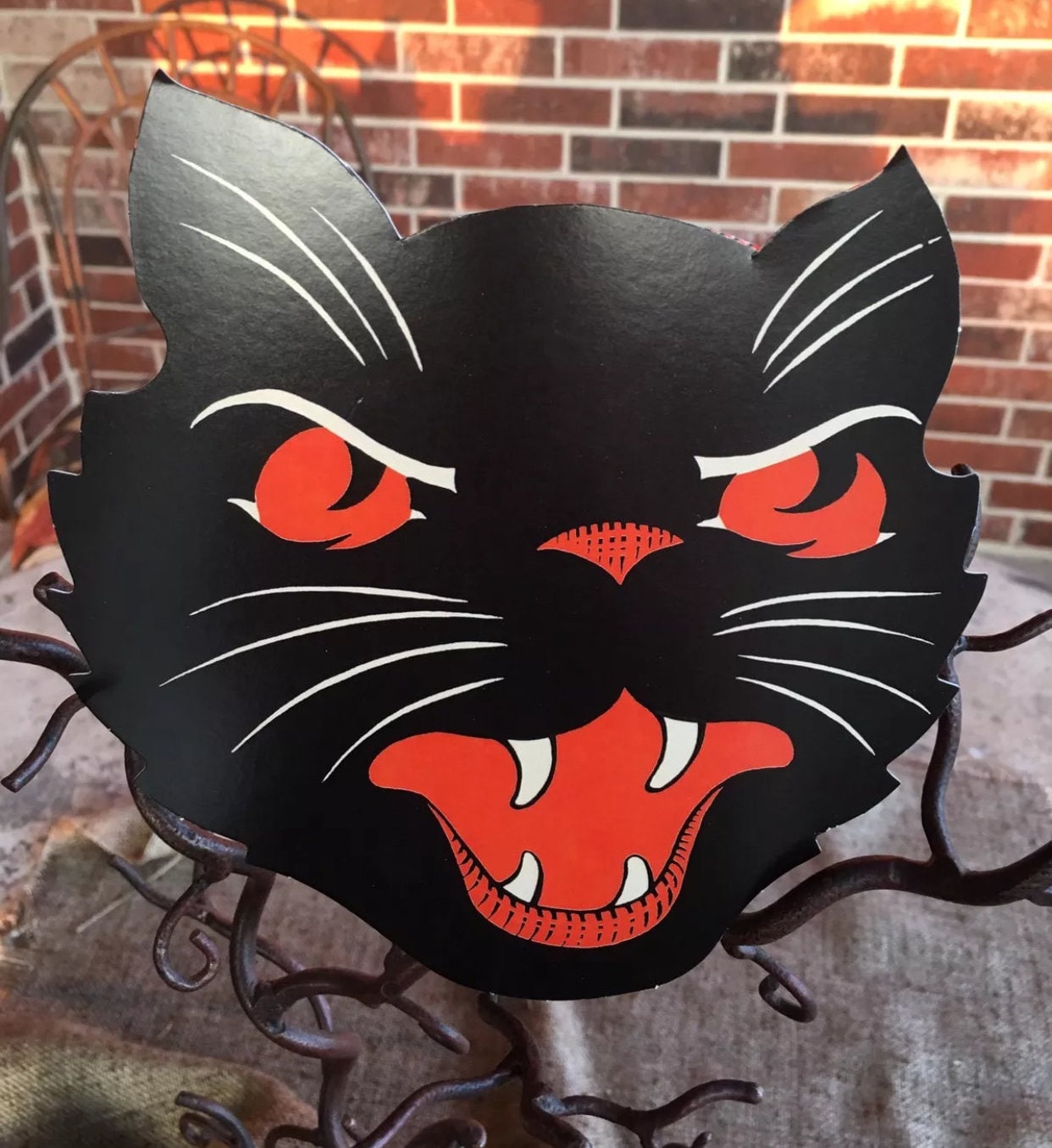 Vintage Style Beistle Angry Scowly Cat Red Eyes Halloween - Etsy