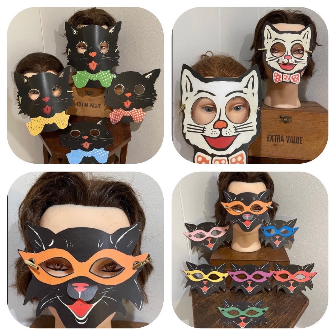 Choice Vintage Style Happy Cat Cardstock Paper Halloween MASK Costume ...