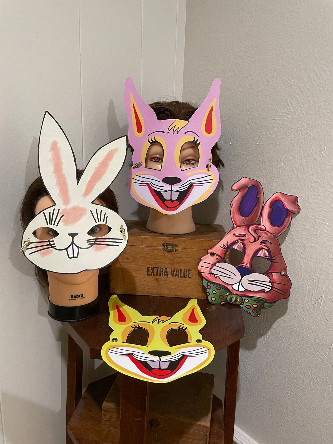 ADULT & KIDS Pick Vintage Style Bunny Rabbits Halloween Easter MASK ...