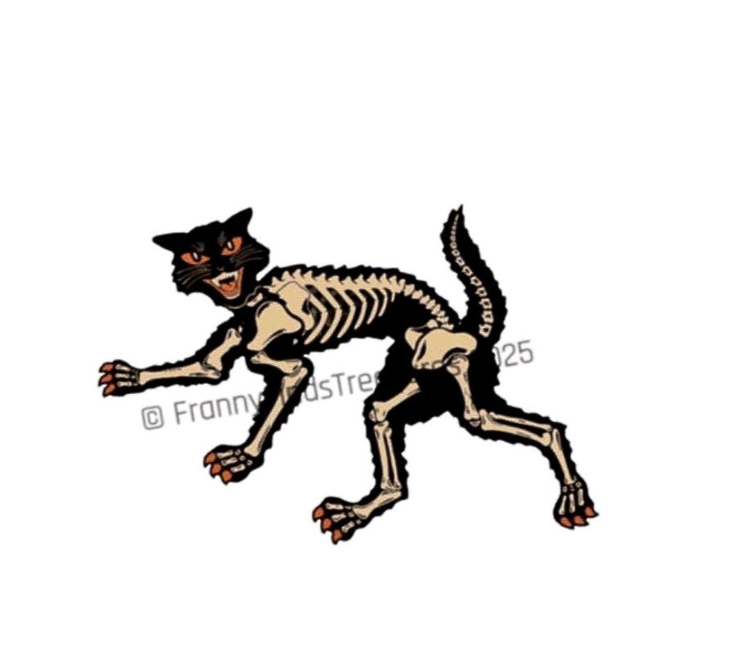 Vintage Halloween Full Body Cat Skeleton Digital Download Digitally ...