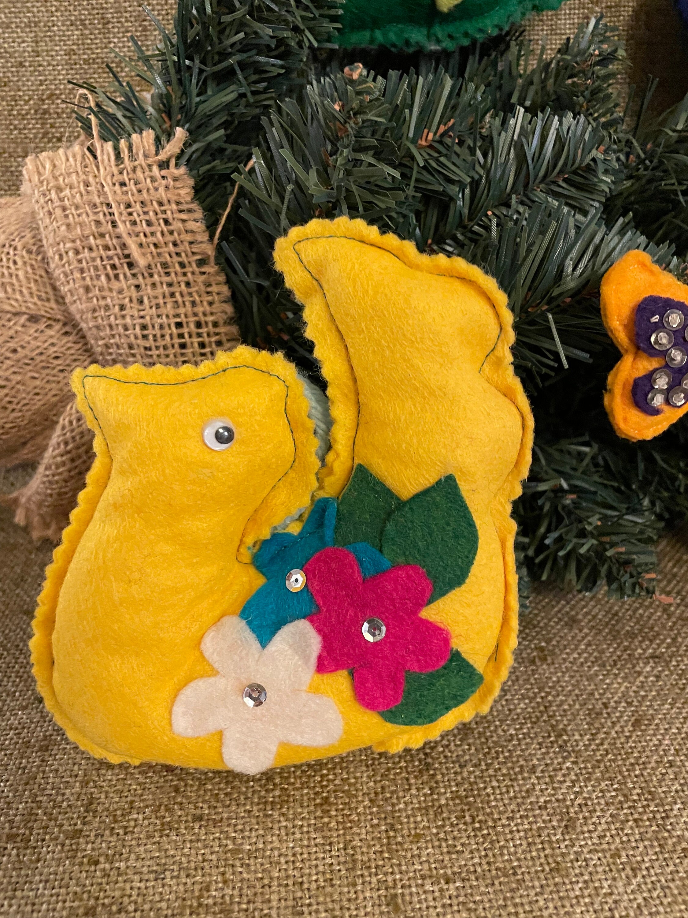 Choice of 5 Vintage 1970's Folk Art Stuffed Felt Partridge Bird With ...