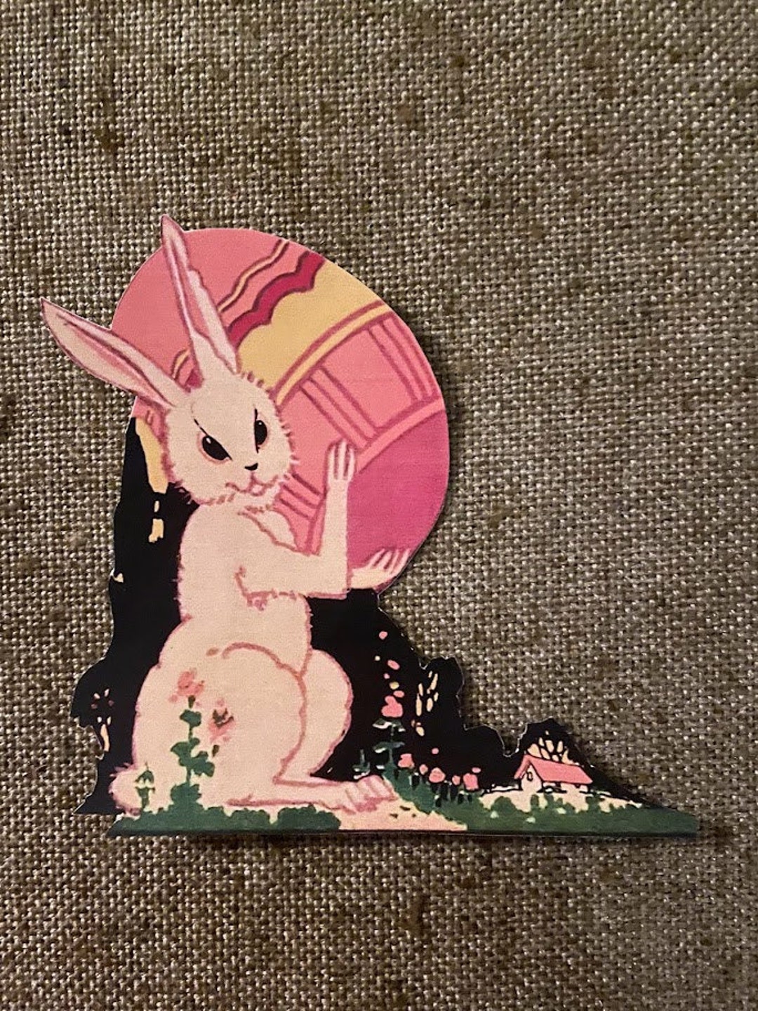 Sizes up to 13 Vintage Style 1900s Easter Bunny Rabbit Holding Egg Hand ...