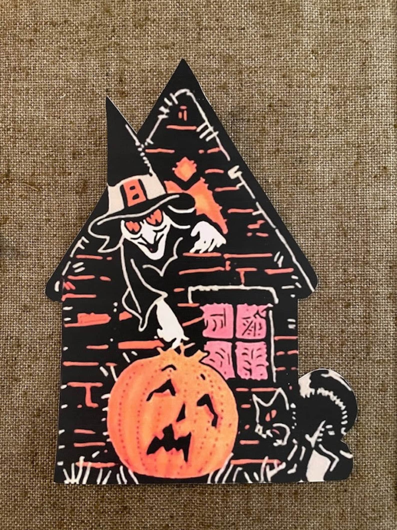 Sizes up to 14" Vintage Style Haunted Houses,witch or Skeleton Ghost ...