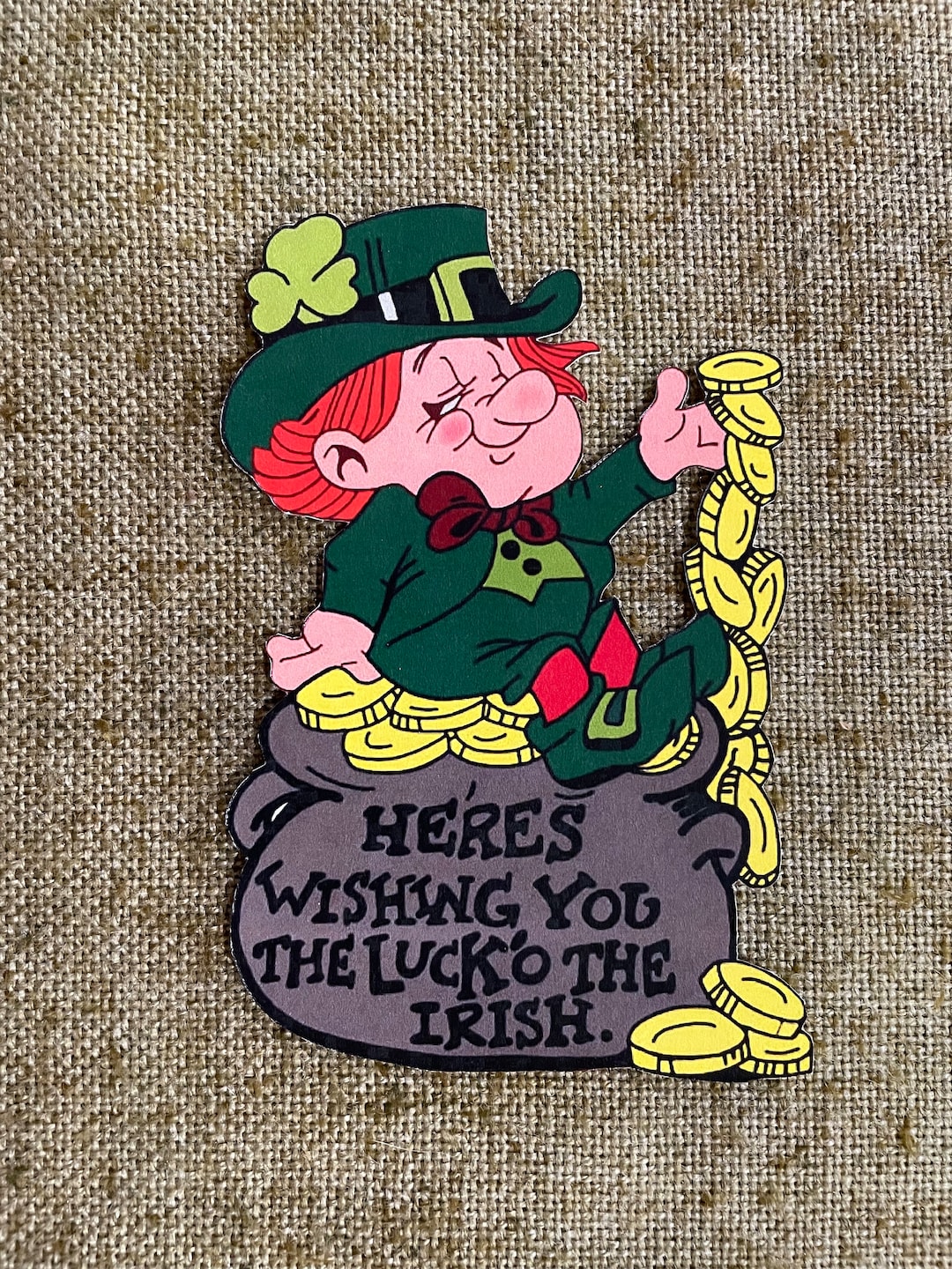 Sizes up to 16" Vintage Style Leprechaun,pot of Gold Coins St. Patrick ...