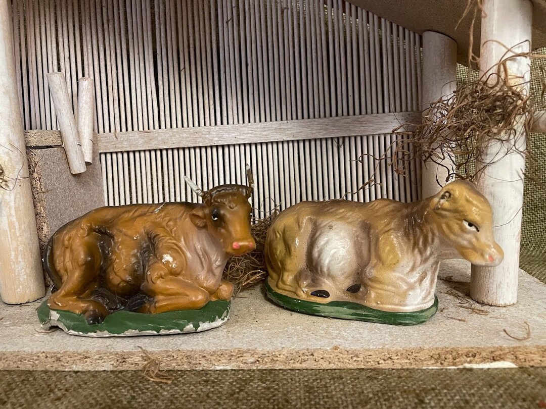 Choice of 2 Vintage Composition Papier Mache Cow Bull Laying Down ...