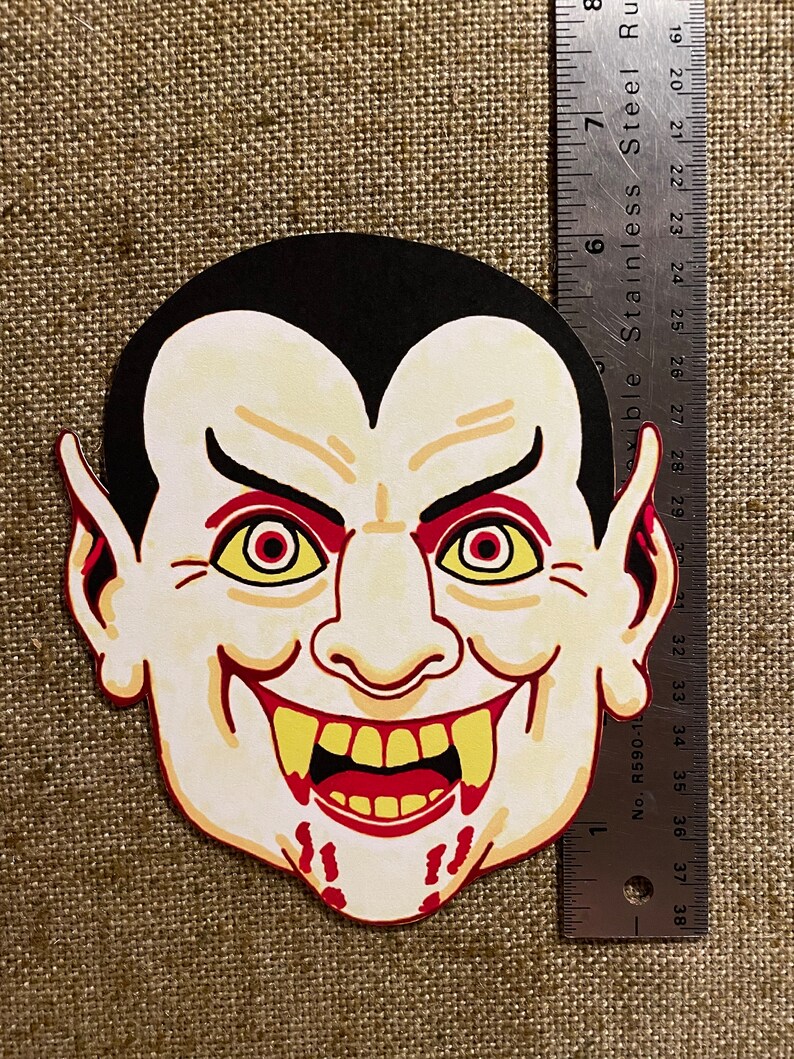 Sizes up to 12" Vintage Style Vampire Dracula Monster With Bloody Fangs ...