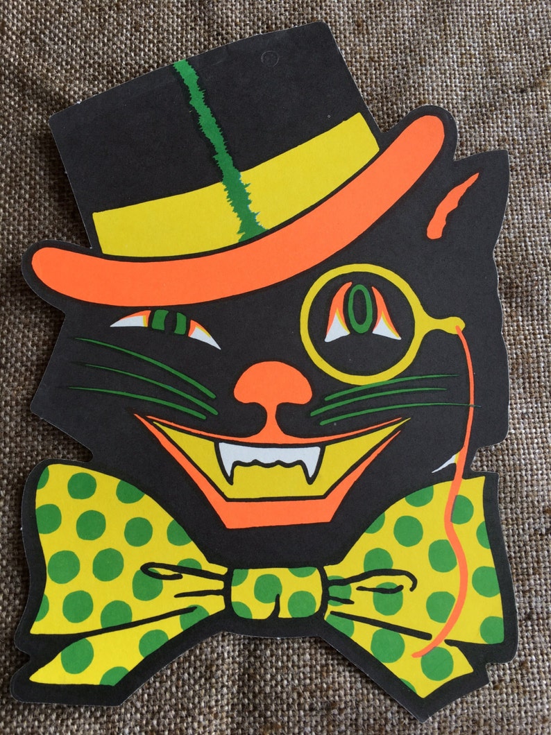 NOS Vintage Style Beistle 2 Sided Cutout Cat in Top Hat With - Etsy